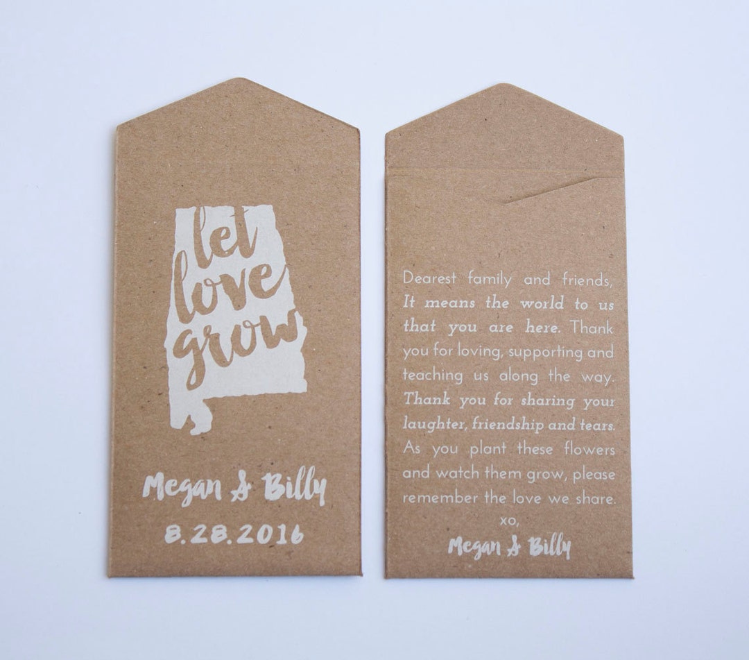 DIY 50+ Alabama Custom Seed Packet Wedding Favors - State Flower Seed ...