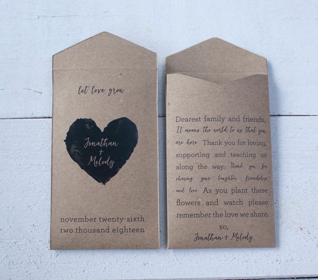 DIY Rustic Heart Custom Seed Packet Wedding Favor – Let Love Grow ...
