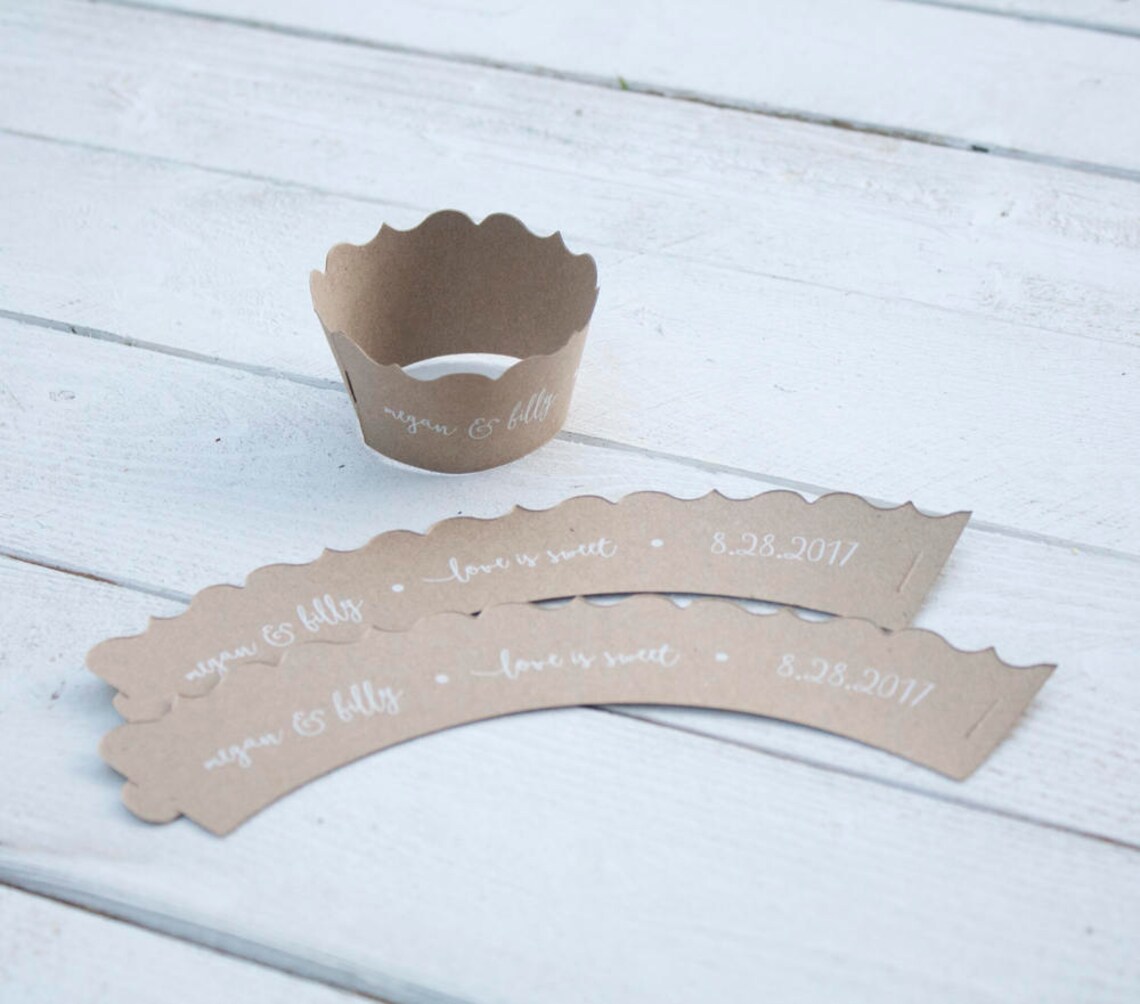 Custom Wedding Cupcake Wrappers - Love is Sweet Custom Cupcake Wraps ...