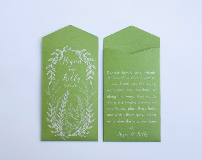 DIY 50+ Custom Herb Design Seed Packet Wedding Favors - Green Seed ...