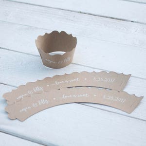 Customized Love is Sweet Kraft Cupcake Wrappers Custom Wedding Cupcake ...