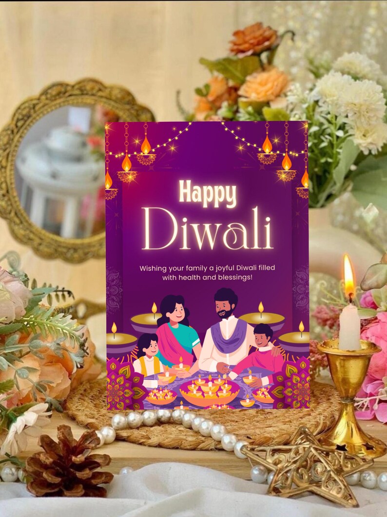 Happy Diwali Digital Greeting Card: Family Celebration Wishes (A4 ...