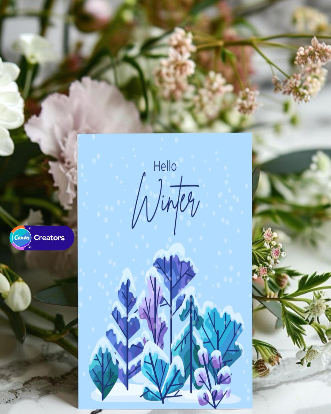 Hello Winter Template Bundle | Digital Download | Customizable Card - Etsy