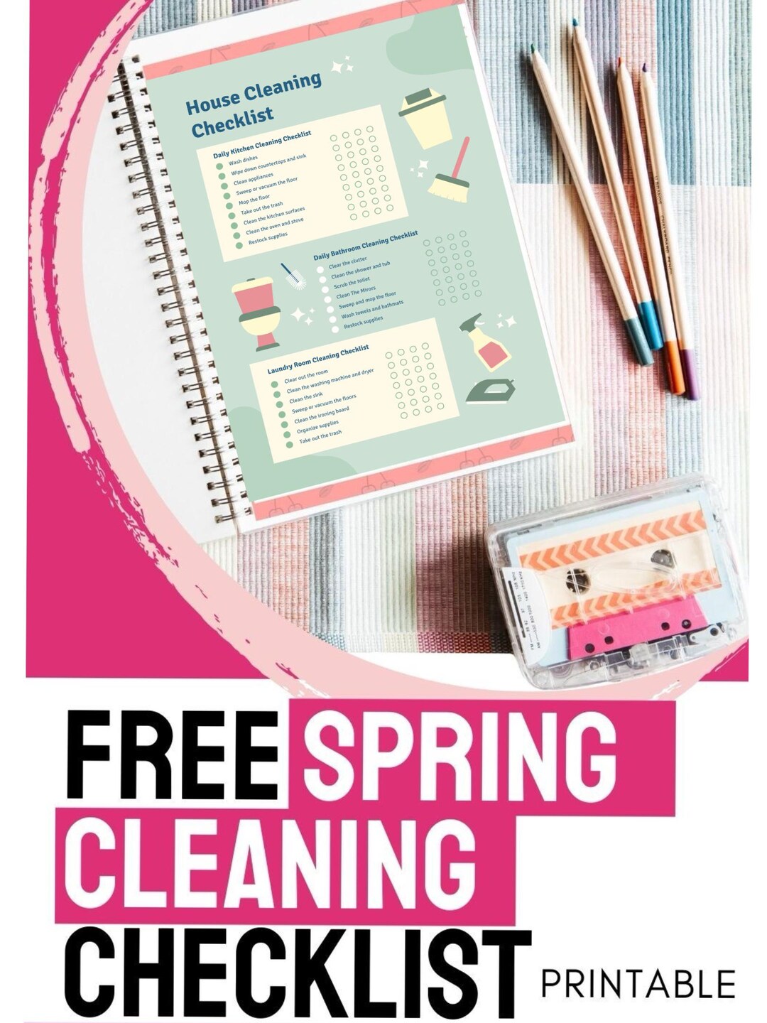 Spring Cleaning Checklist Printable & Digital Organizer Spring Cleaning ...