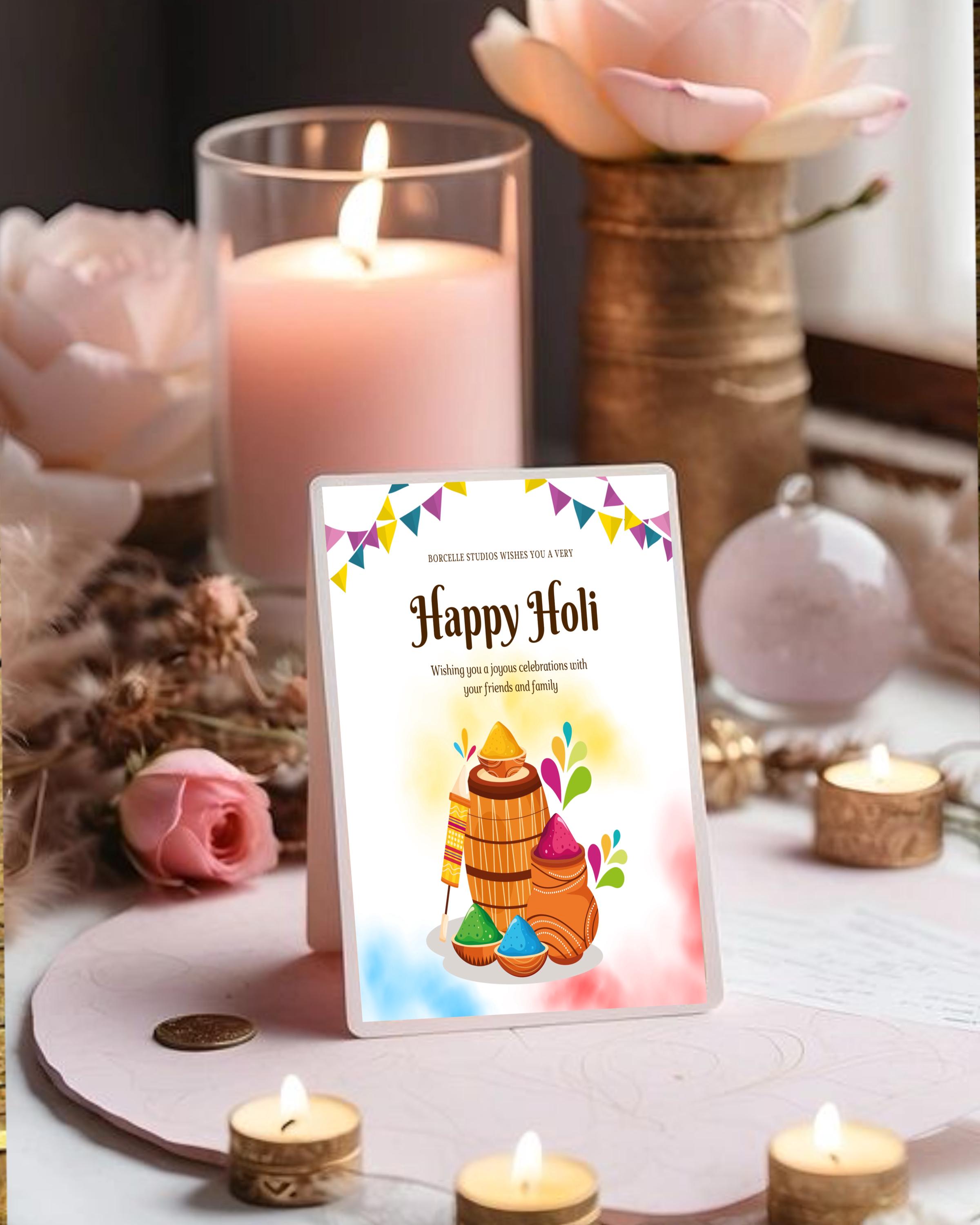 Holi Festival Digital Greeting Card Template | Colorful Happy Holi ...