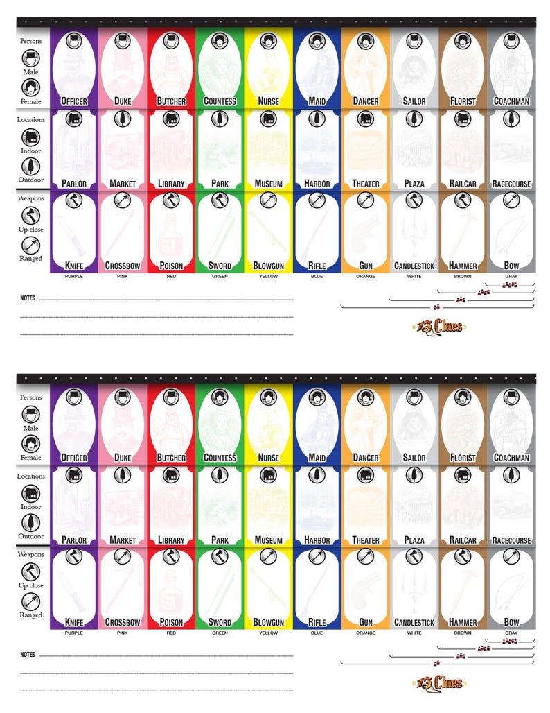 Printable 13 Clues Score Sheet | Out-of-print Game | Instant Digital ...