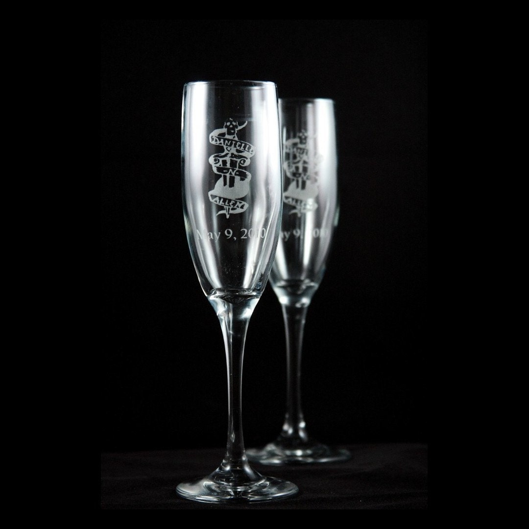 Personalized Champagne Flutes Set of Two 6 Oz. Laser - Etsy