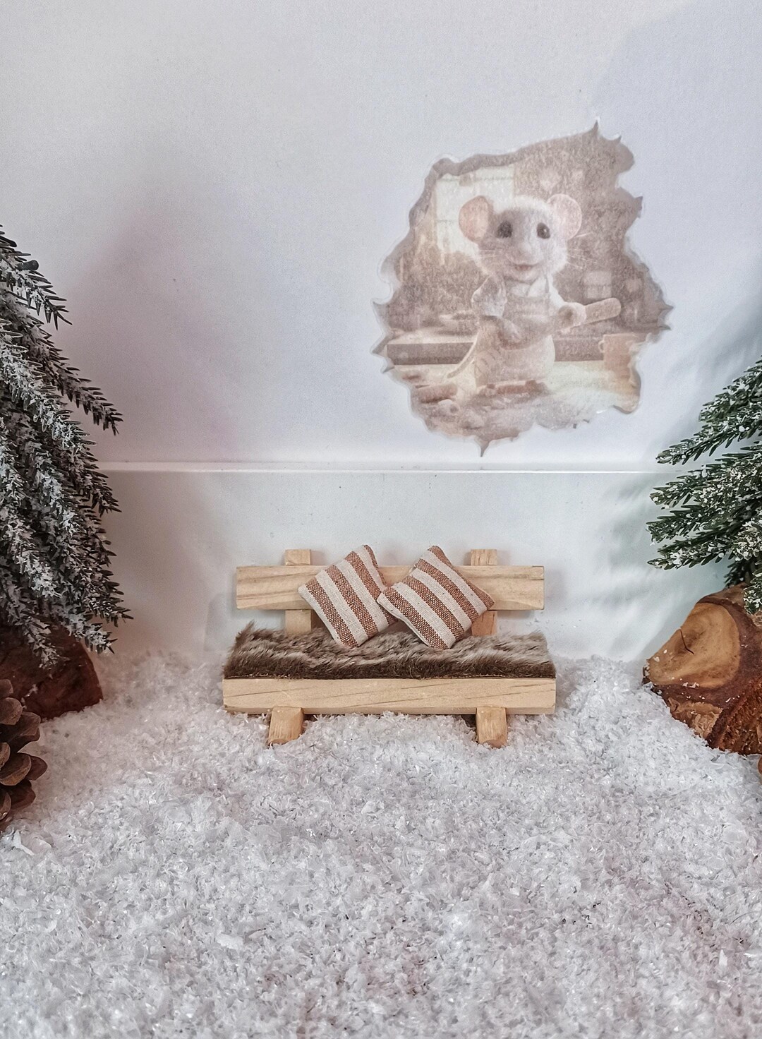 Gnome Accessories for Gnome Door Gnome Bench Carved From Wood With ...