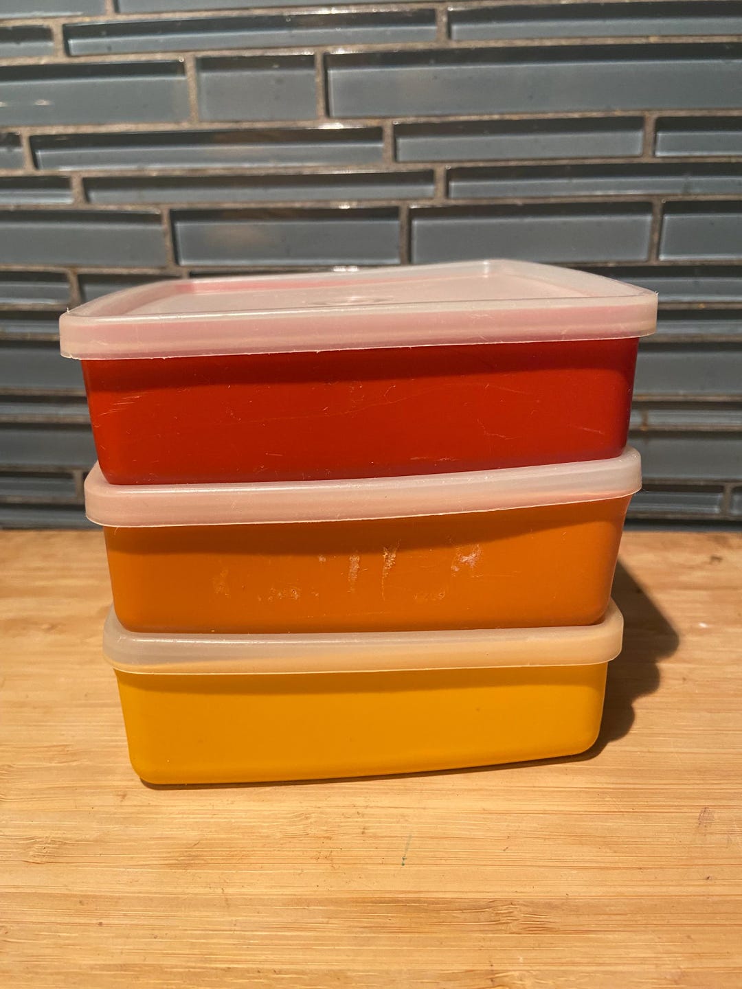 Tupperware Square Away Sandwich Containers With Lids Three Vintage ...