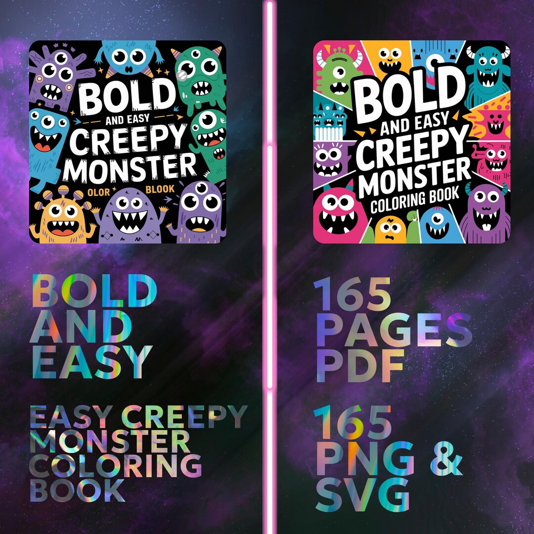Easy Creepy Monster Coloring Pages Bundle, 165 Page Printable PDF Plus ...