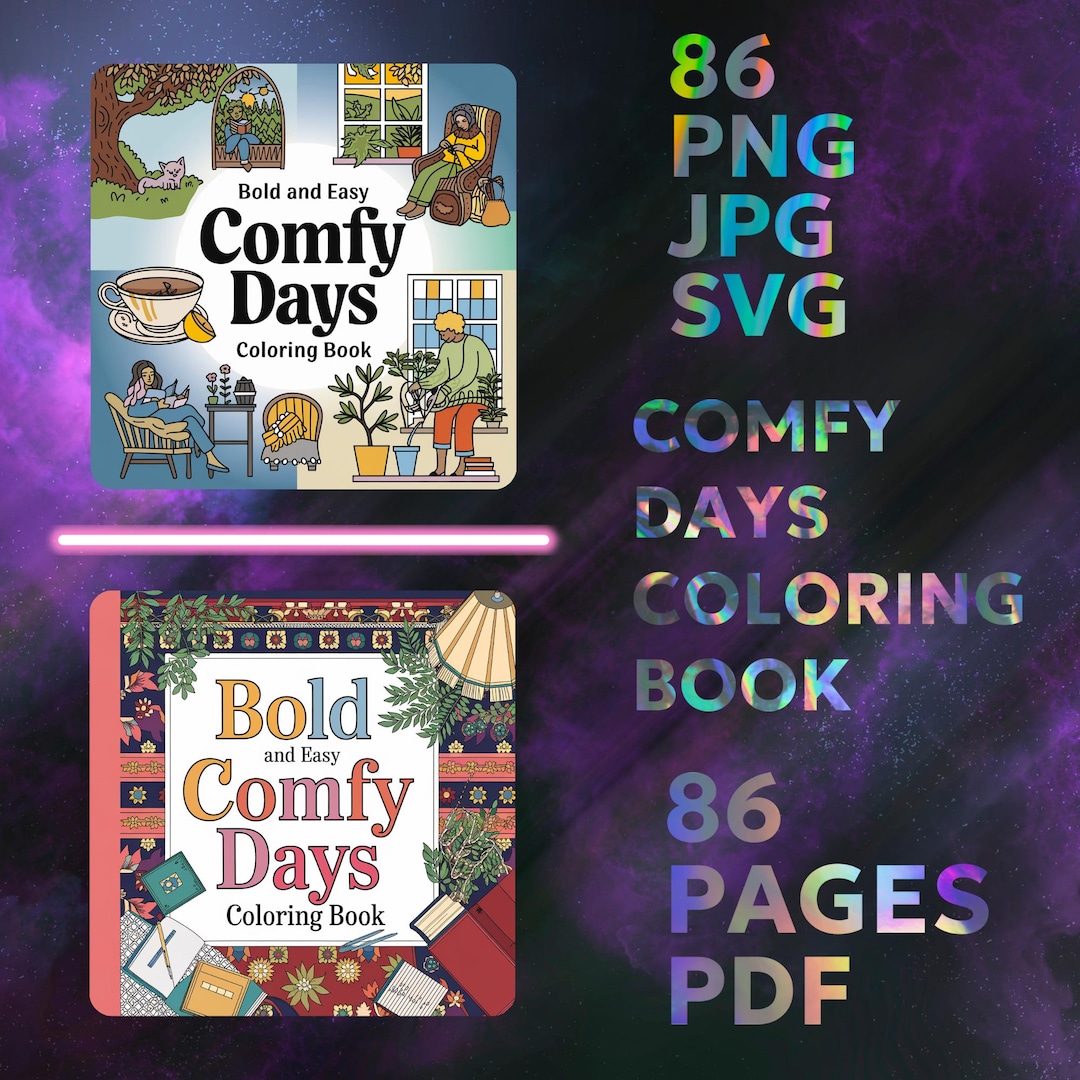 Cozy Comfy Days Coloring Pages Bundle for Kids and Adults | 86 Relaxing ...