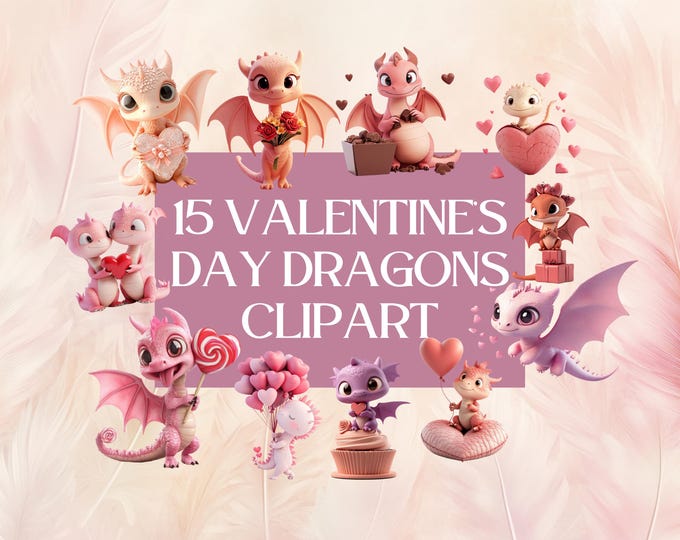 Premium Vector Clipart - Kawaii Valentines Day Dragons - Valentines Day ...