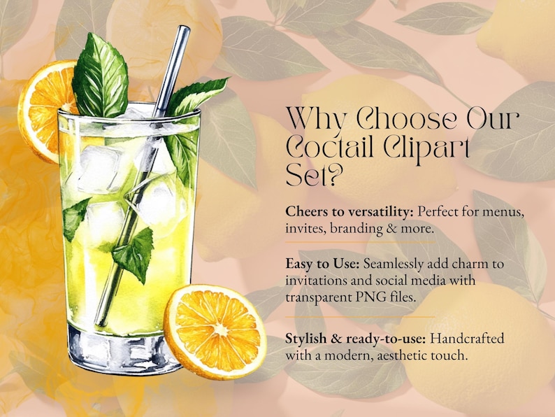 Watercolor Cocktail Clipart PNG | 30 Digital Bar Menu & Alcohol ...