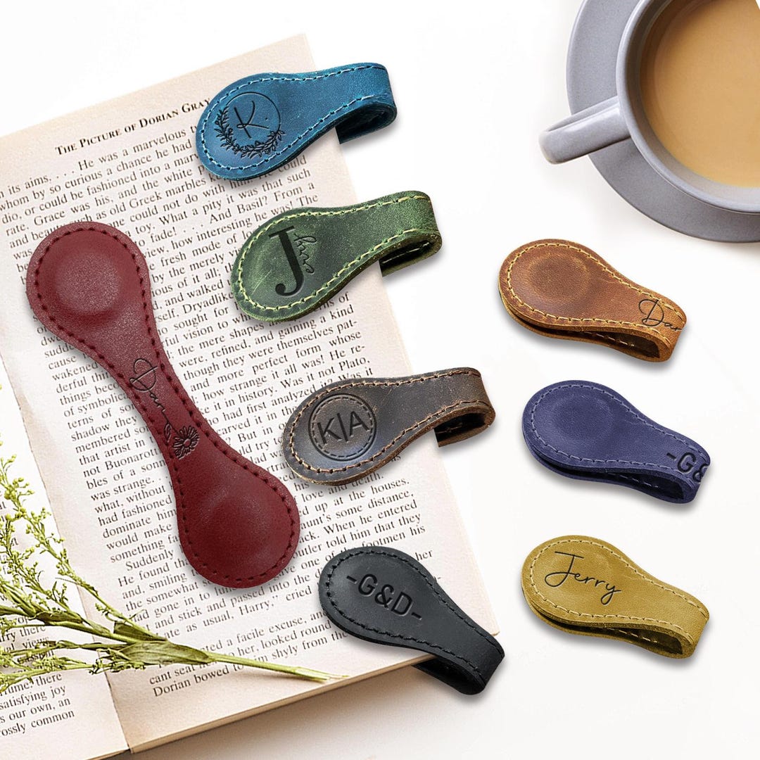 Personalized Magnetic Bookmarks With Engraved Text Custom Leather ...