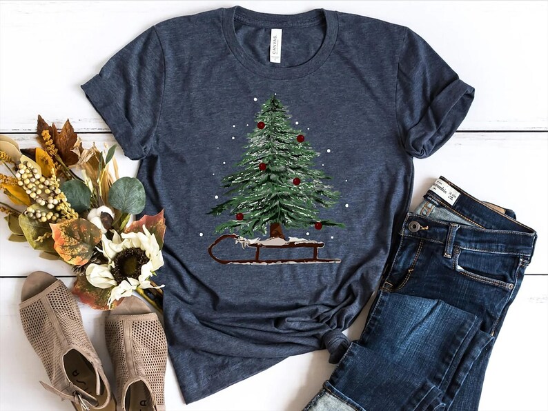 Woman's Holiday Sweatshirt, Women's Xmas Tee, Christmas Sleigh Crewneck ...