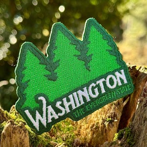 Washington Evergreen State Embroidered Patch, Tree Iron-on Patch, WA ...