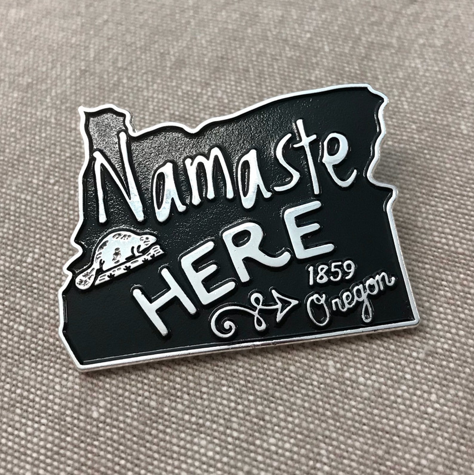 Namaste Here Oregon Enamel Lapel Pin | Etsy