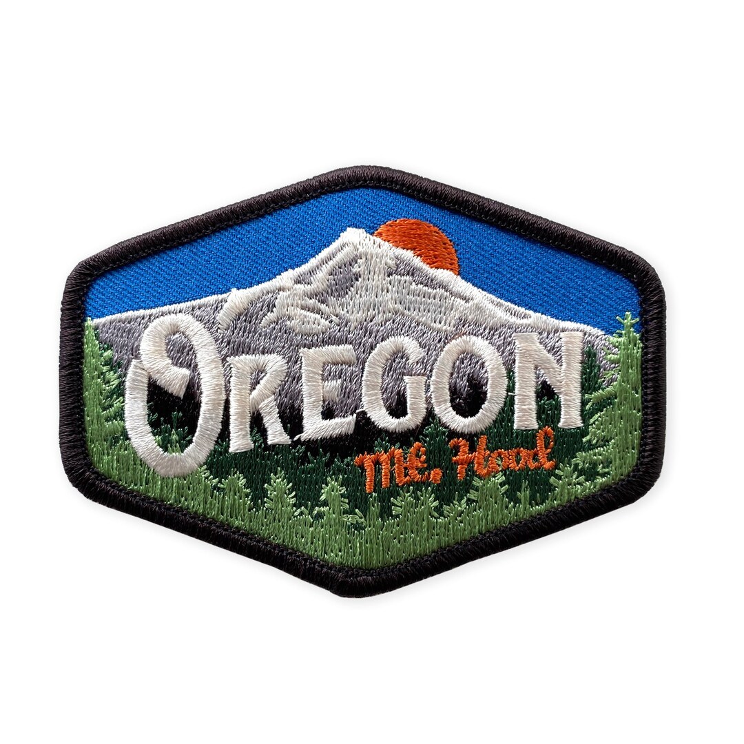 Mt Hood Oregon Vintage Iron-on Embroidered Patch Iconic Mount Hood Surrounded by Big Trees as ...