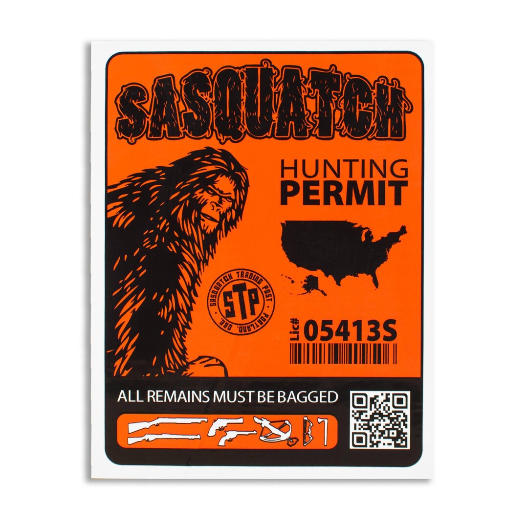 Sasquatch Hunting Permit Bigfoot | Vinyl Sticker - Etsy
