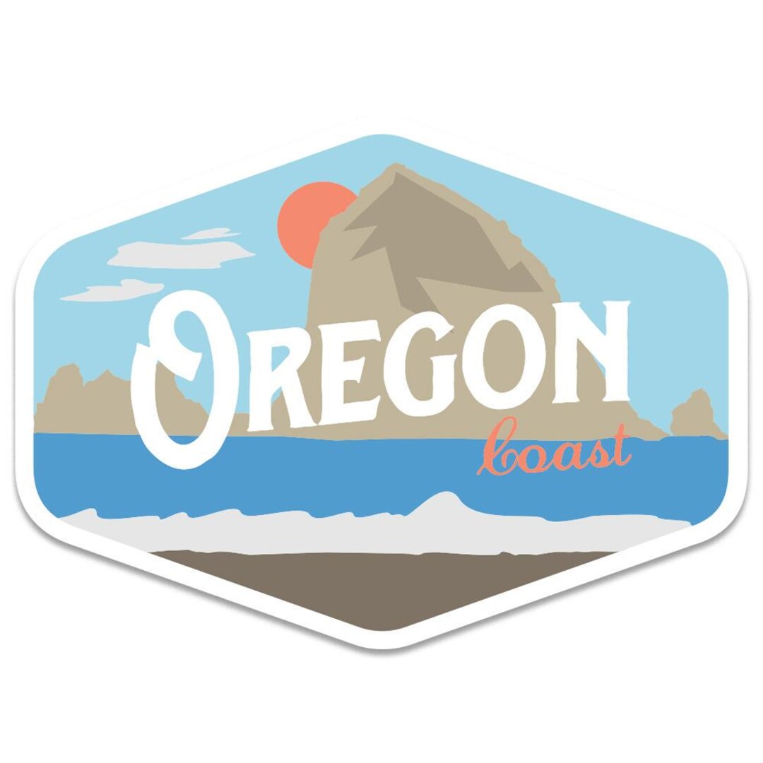 Oregon Coast Vintage Haystack Rock | Vinyl Sticker - Etsy