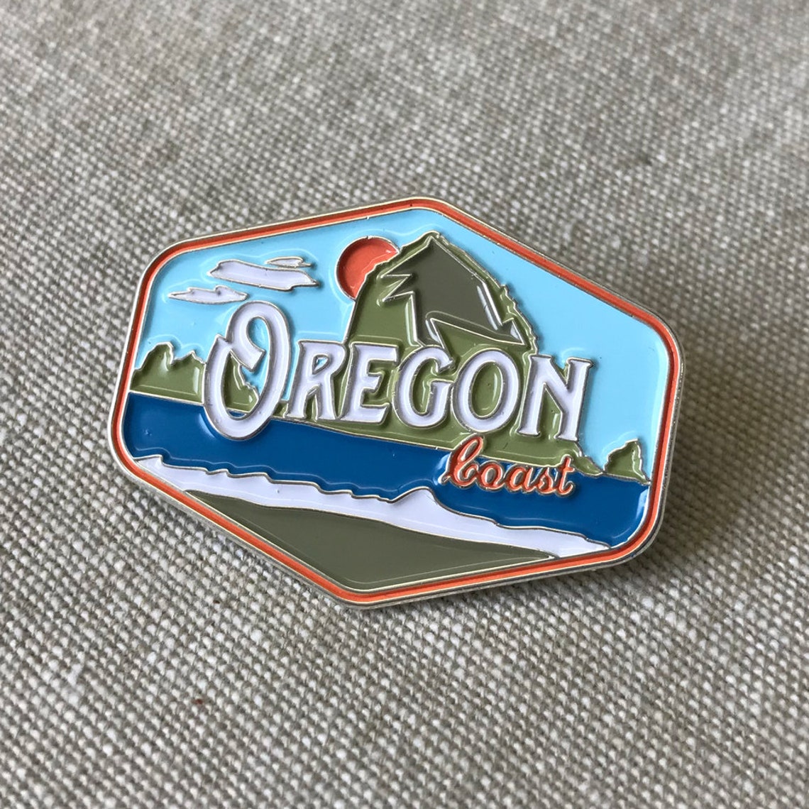 Oregon Coast Vintage Enamel Lapel Pin - Etsy