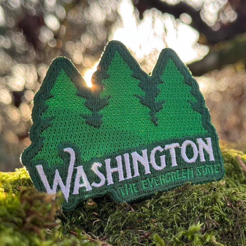 Washington Evergreen State Embroidered Patch, Tree Iron-on Patch, WA ...