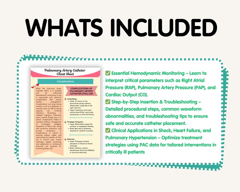 Pulmonary Artery Catheter Cheat Sheet, ICU Nursing Notes, CVICU Nurse ...