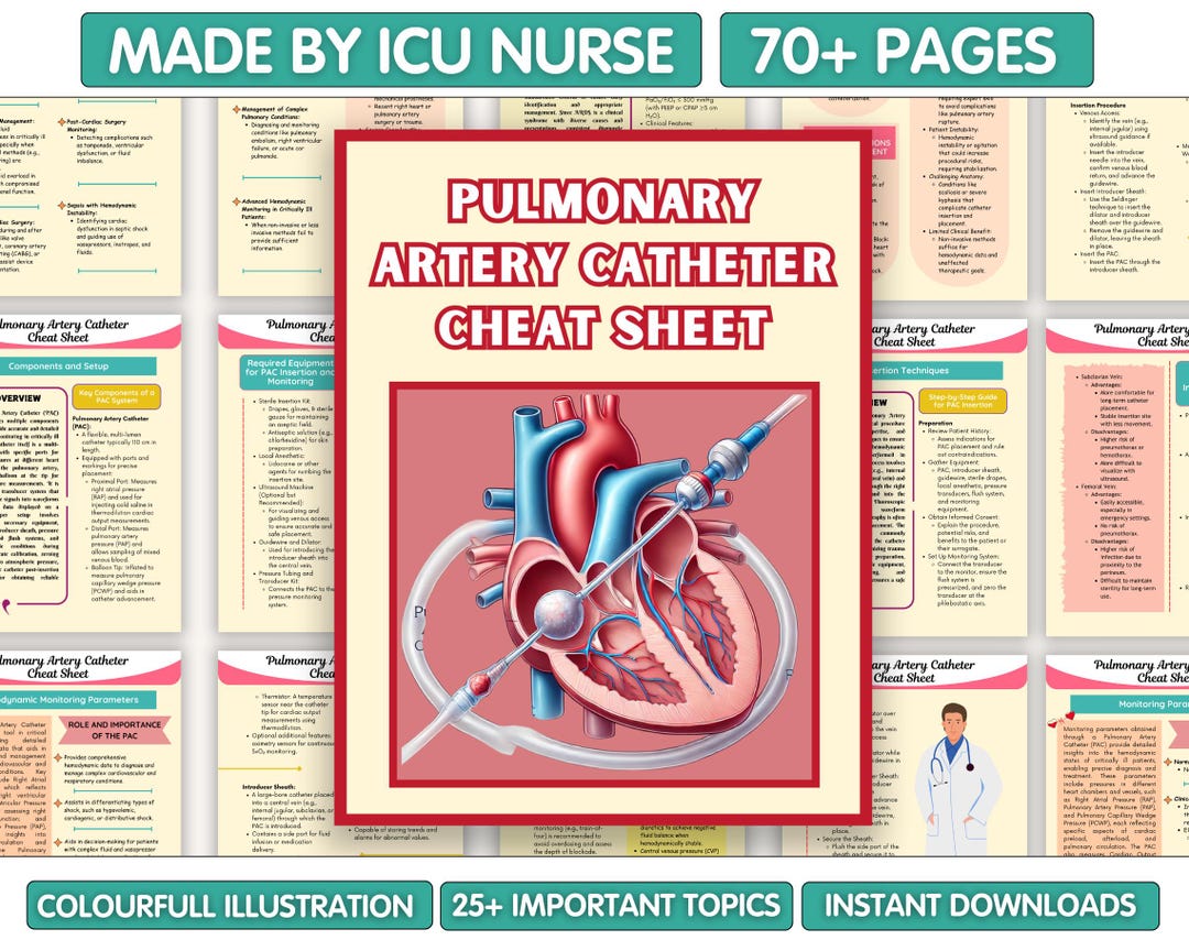 Pulmonary Artery Catheter Cheat Sheet, ICU Nursing Notes, CVICU Nurse ...