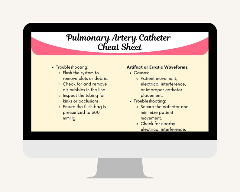 Pulmonary Artery Catheter Cheat Sheet, ICU Nursing Notes, CVICU Nurse ...