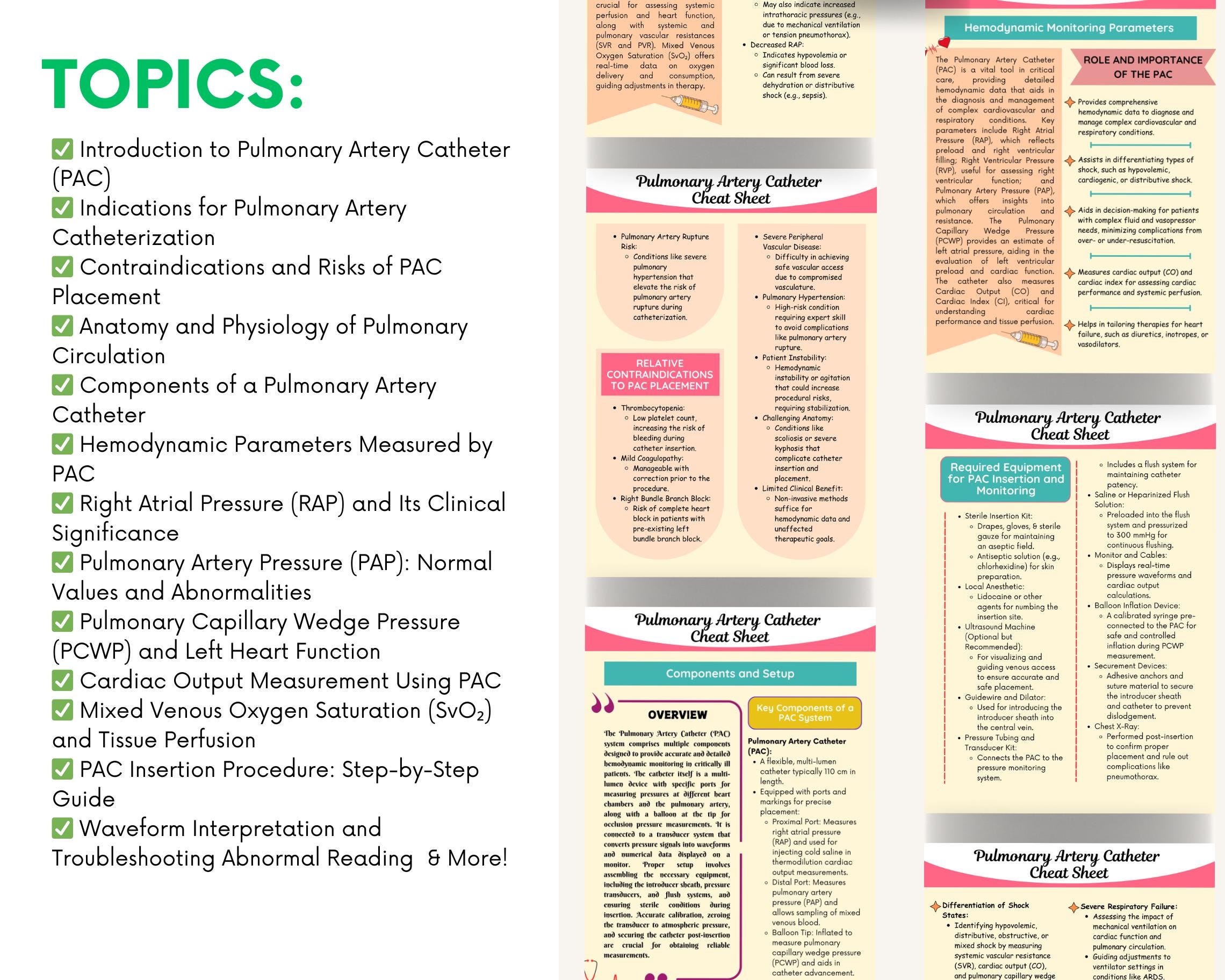 Pulmonary Artery Catheter Cheat Sheet, ICU Nursing Notes, CVICU Nurse ...