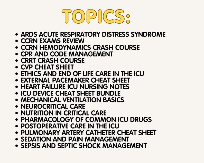 ICU Nursing Note Bundle, ICU Starter Bundle, Nursing Student Study ...