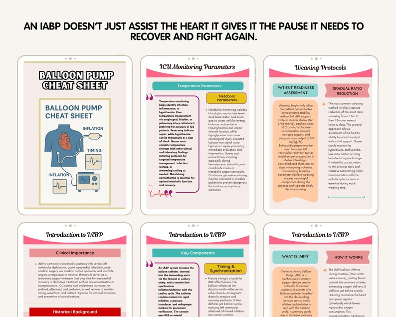 Balloon Pump Cheat Sheet, Digital Download, CCRN Study Guide, Cardiac ...