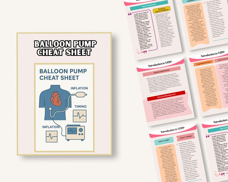 Balloon Pump Cheat Sheet, Digital Download, CCRN Study Guide, Cardiac ...