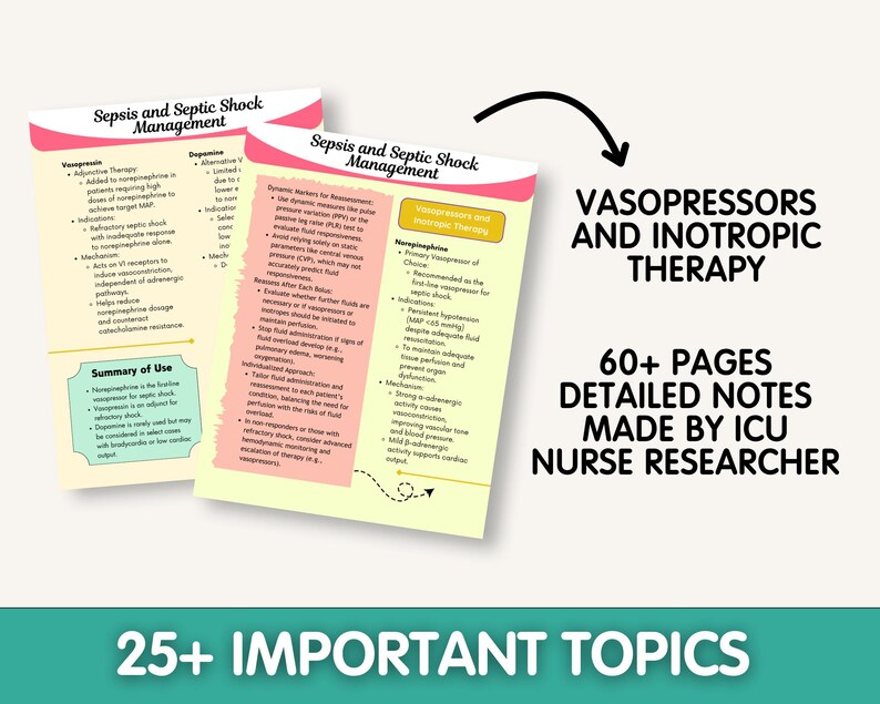 Sepsis and Septic Shock Cheat Sheet, ICU Nursing Notes, Nurse Study ...