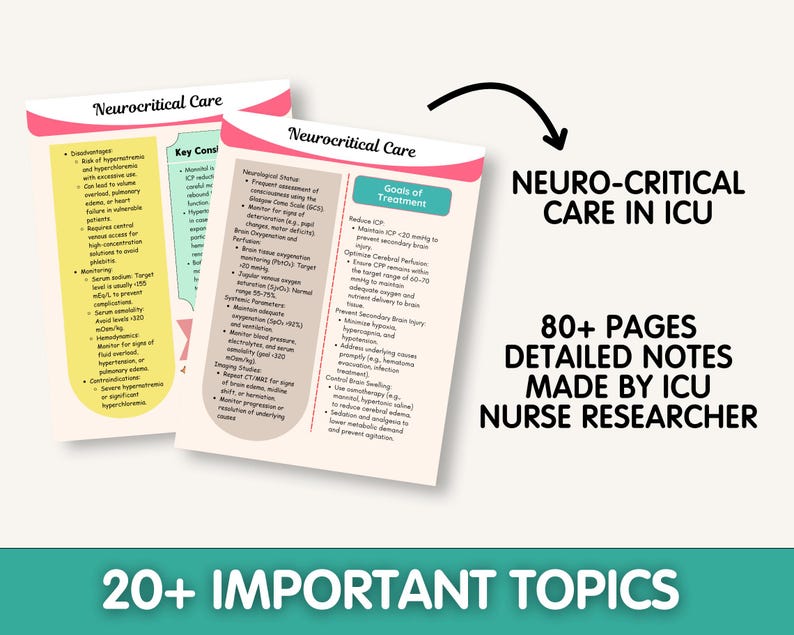 Neurocritical Care Guide 2025, ICU Nursing Note Bundle, ICU Starter ...