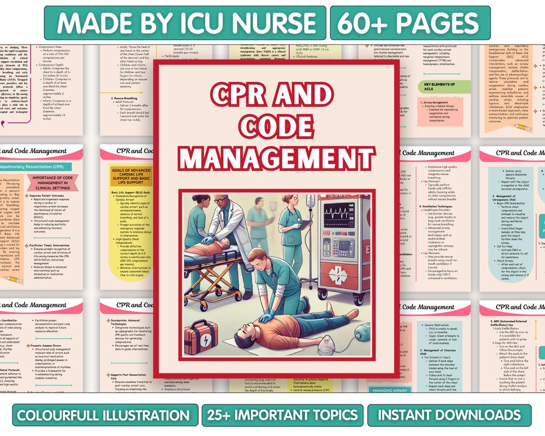 CPR and Code Management in the ICU Guide 2025, ICU Nursing Note Bundle ...