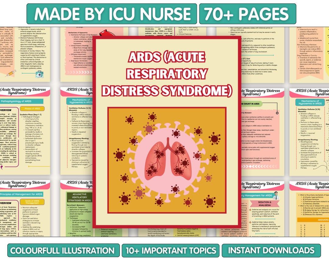 ARDS Acute Respiratory Distress Syndrome, ICU Nursing Note Bundle, ICU ...