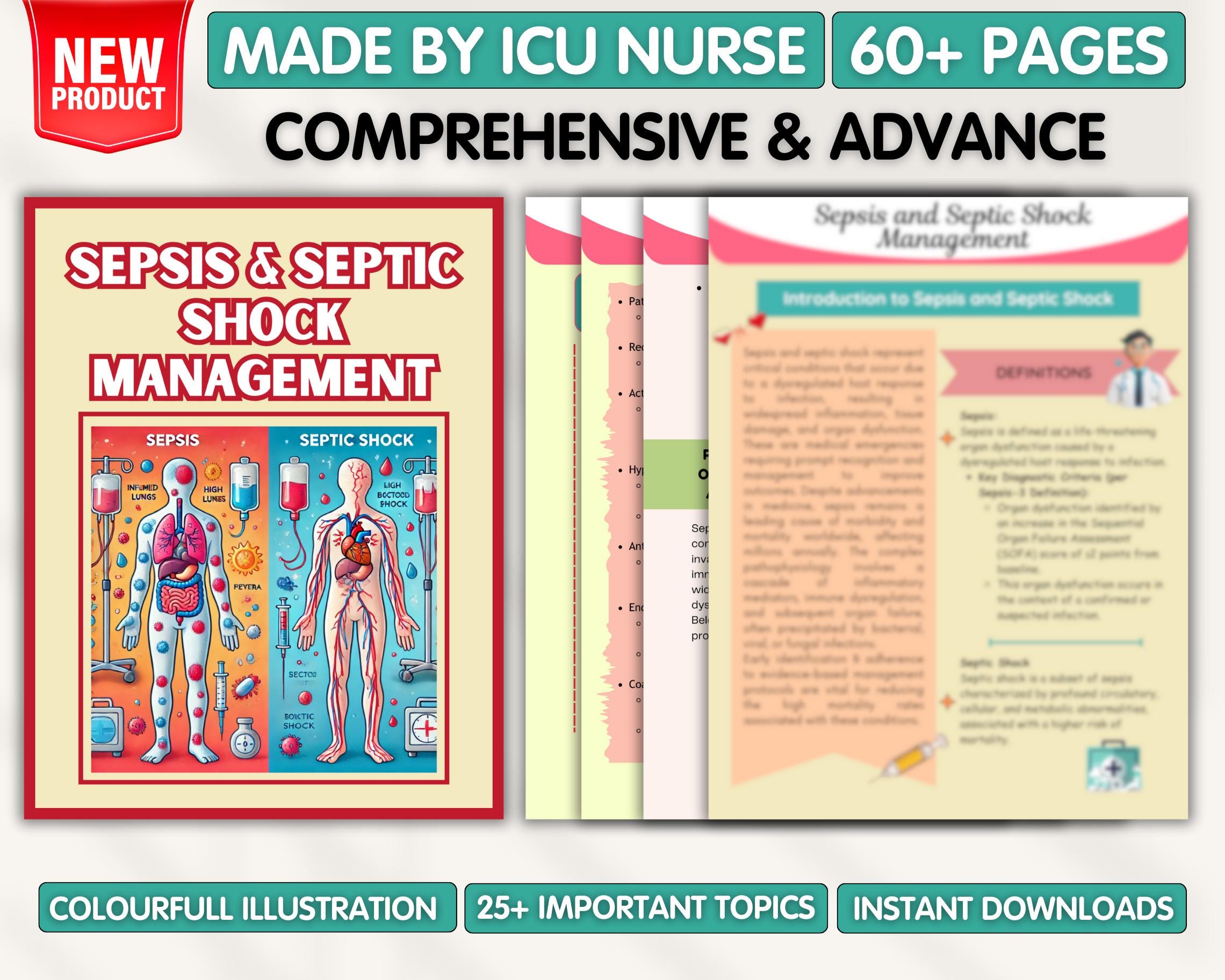 Sepsis and Septic Shock Cheat Sheet, ICU Nursing Notes, Nurse Study ...