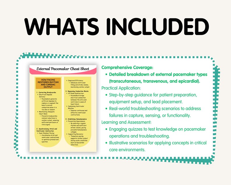 Printable External Pacemaker Cheat Sheet Digital Download | Cardiac ...