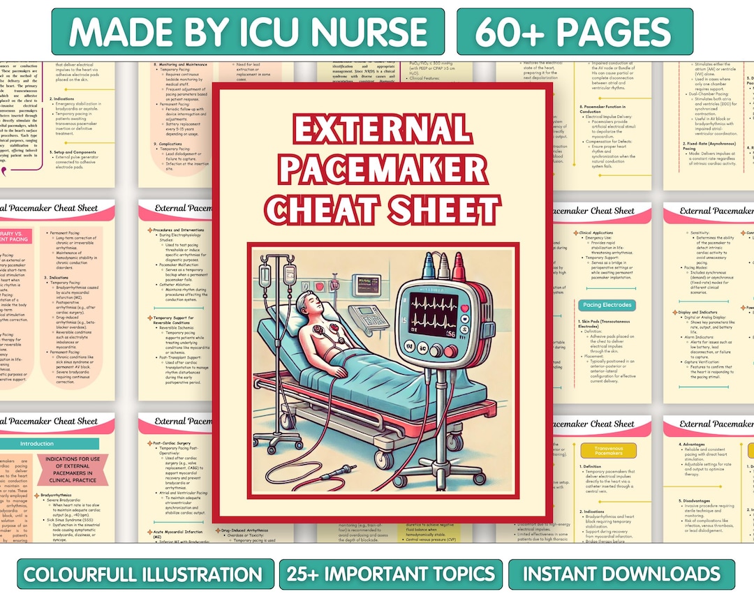 Printable External Pacemaker Cheat Sheet Digital Download | Cardiac ...