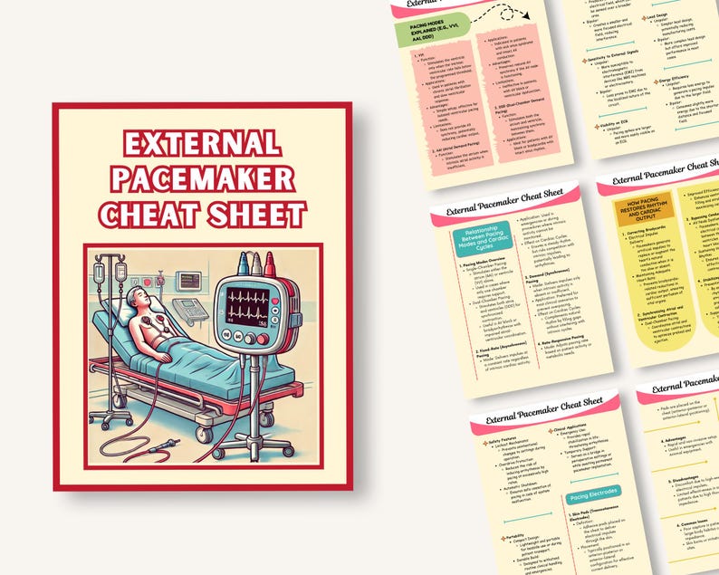 Printable External Pacemaker Cheat Sheet Digital Download | Cardiac ...
