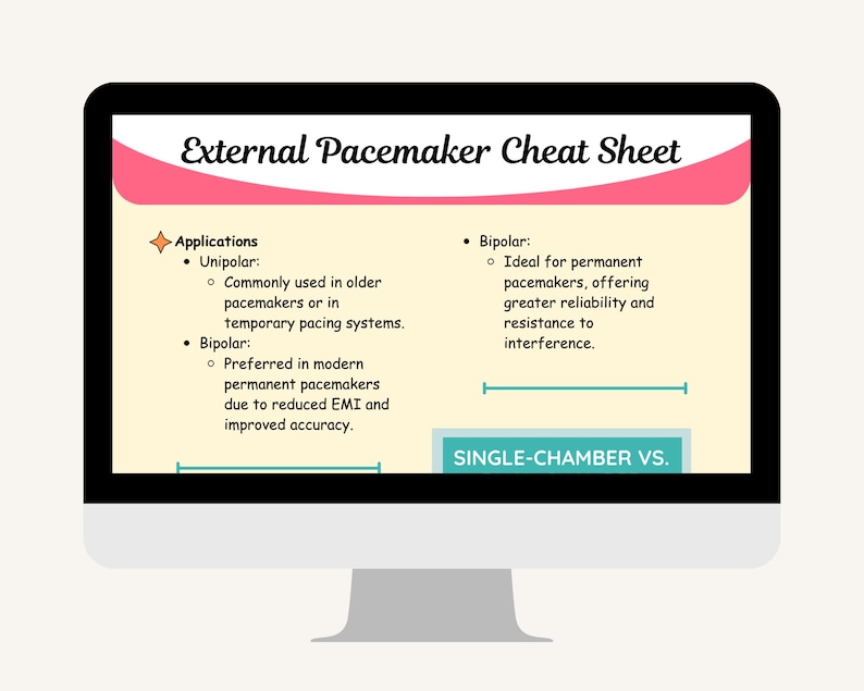 Printable External Pacemaker Cheat Sheet Digital Download | Cardiac ...
