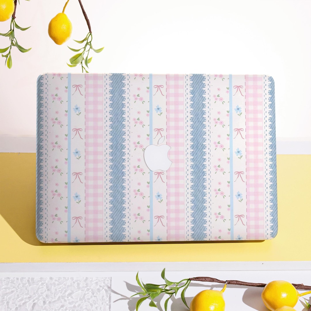 Pastel Floral Stripes Hard MacBook Case Protective Laptop Cover for Mac ...