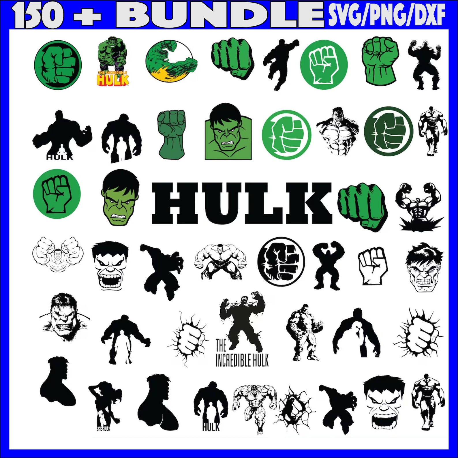 150+ Hulk Svg Bundle, Hulk Png Bundle, Hulk Bundle- PNG-SVG-DXF - Etsy