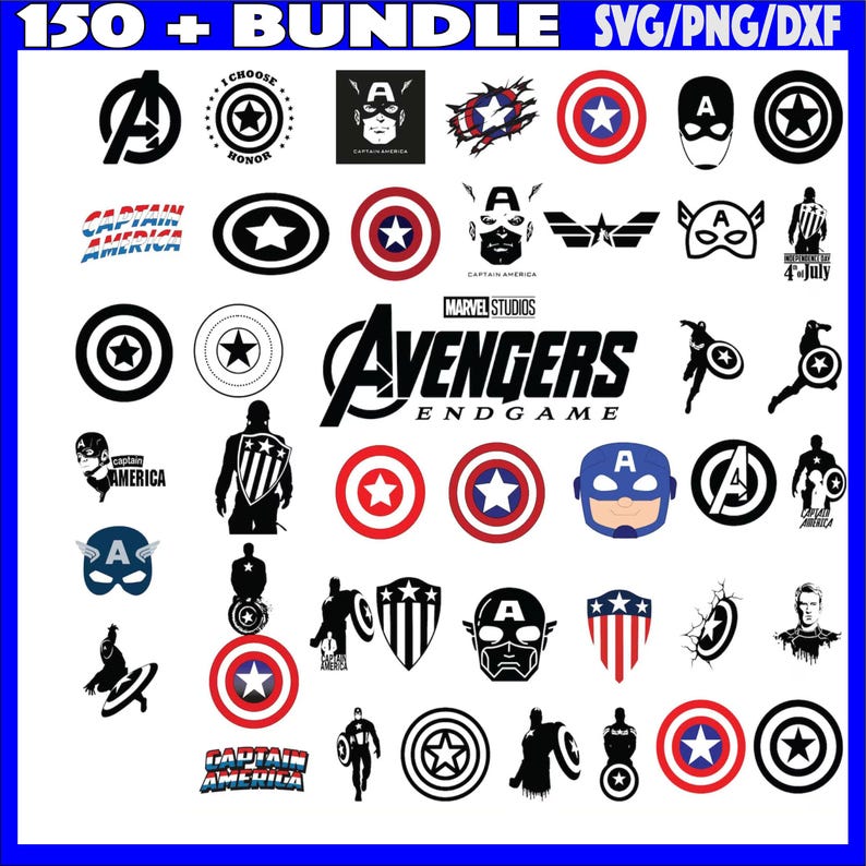 150+ Captain America Svg Bundle- PNG-SVG-DXF - Etsy
