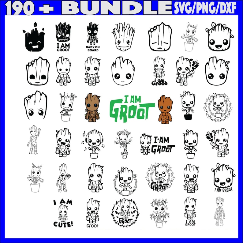 190+ Baby Groot Svg Bundle- PNG-SVG-DXF - Etsy