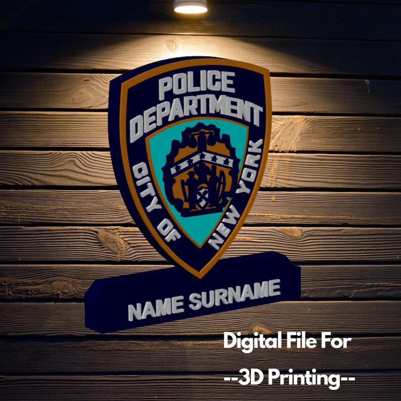 3D Printable Custom NYPD Logo Desk Nameplate Digital Download - Etsy