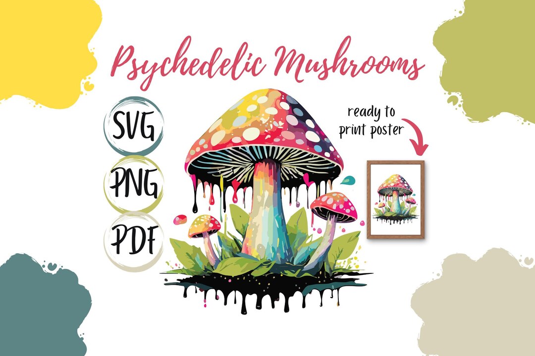 Colourful Dripping Mushroom Art, Printable Forest Poster, Magical ...