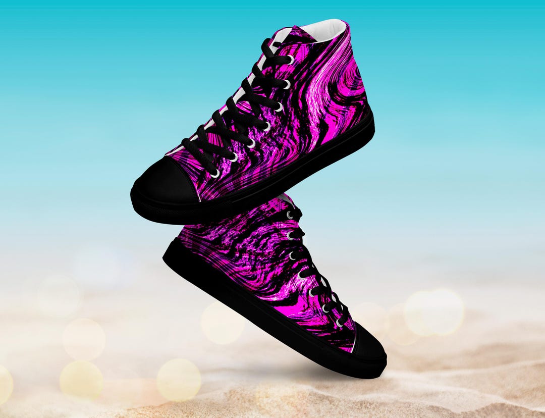 Men’s Grape & Black High Top Canvas Shoes, Purple Basketball Shoes, Fun Casual Canvas Shoes - Etsy