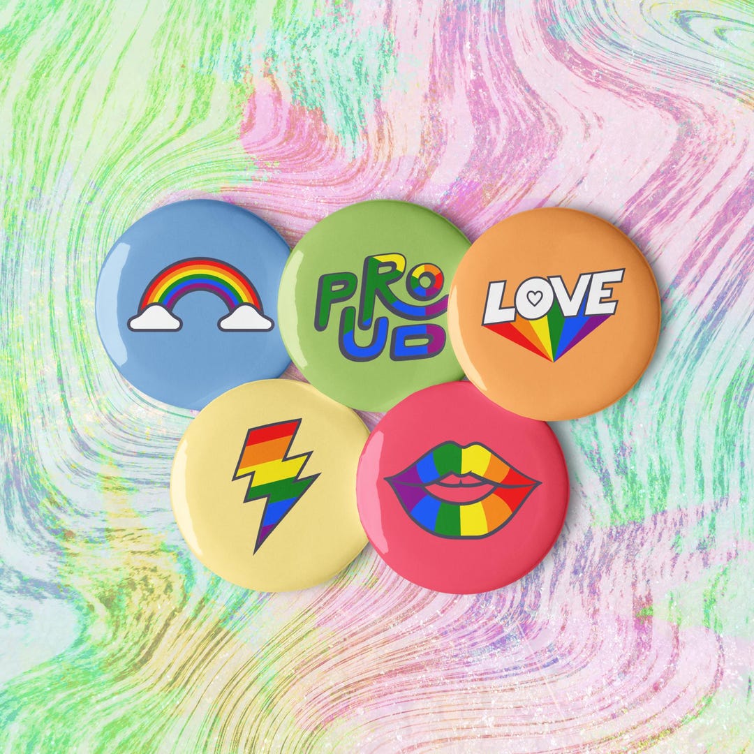 Pride Buttons for Pride Month, Fun Buttons to Pin on Jackets and Bags ...